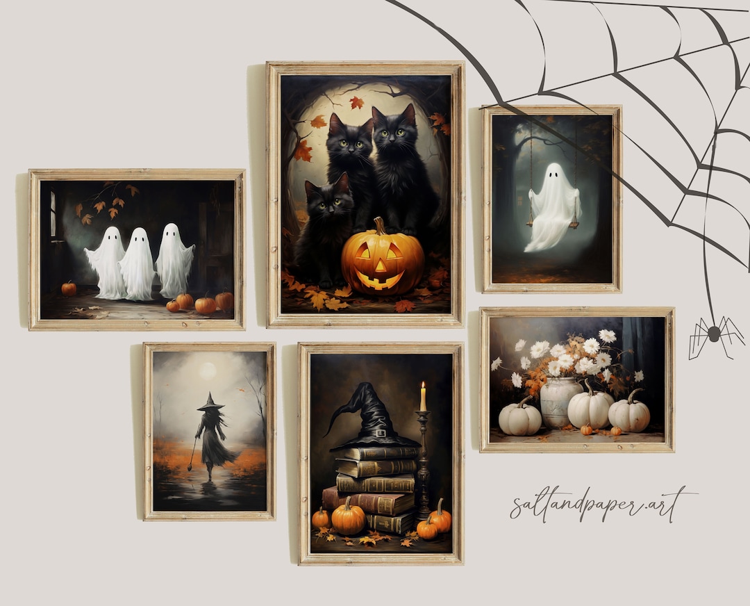 Spooky Halloween Prints, Ghost Print, Witchy Art Prints, Vintage ...
