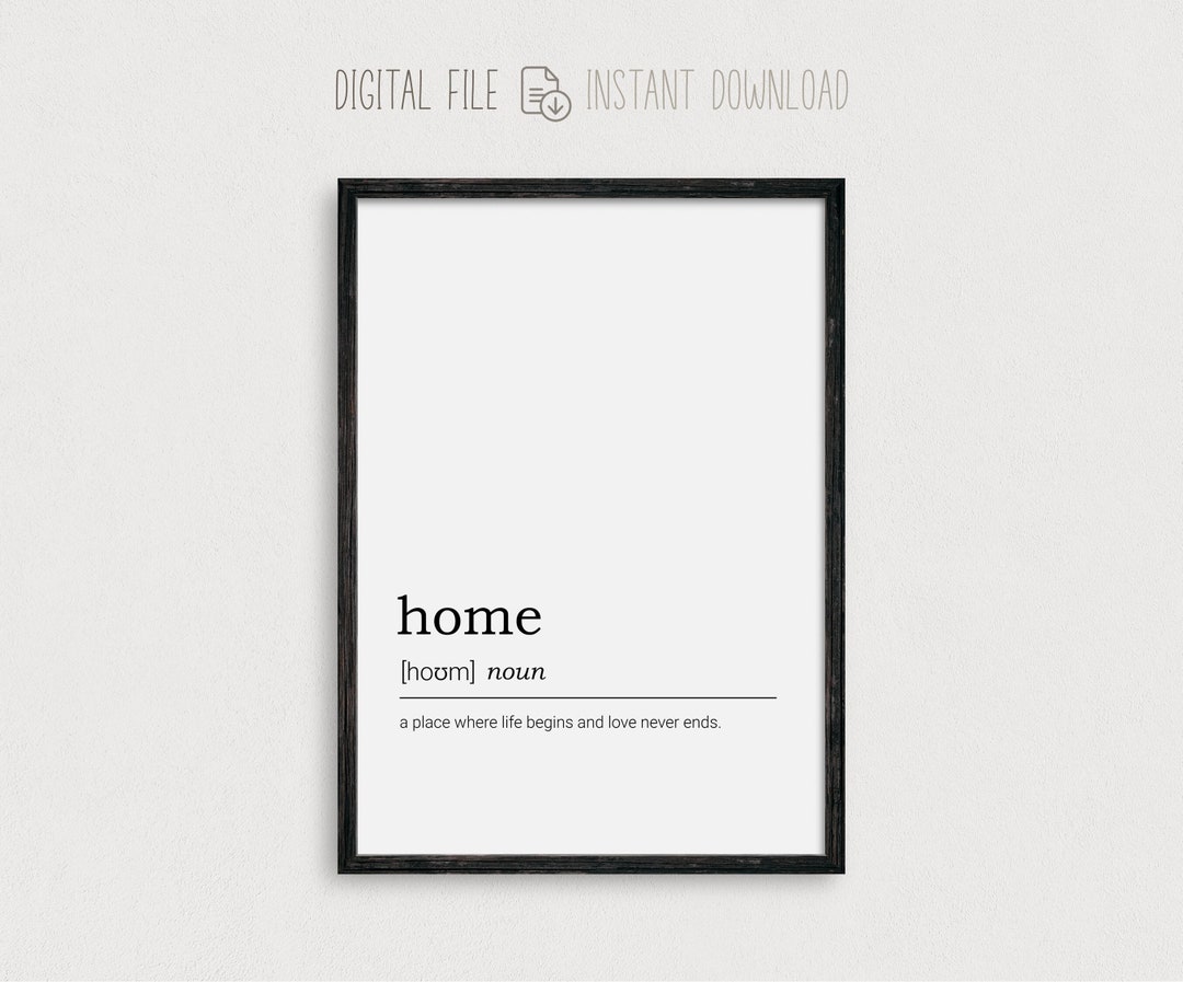 Home Definition Printable, Apartment Warming Gift, Dictionary ...