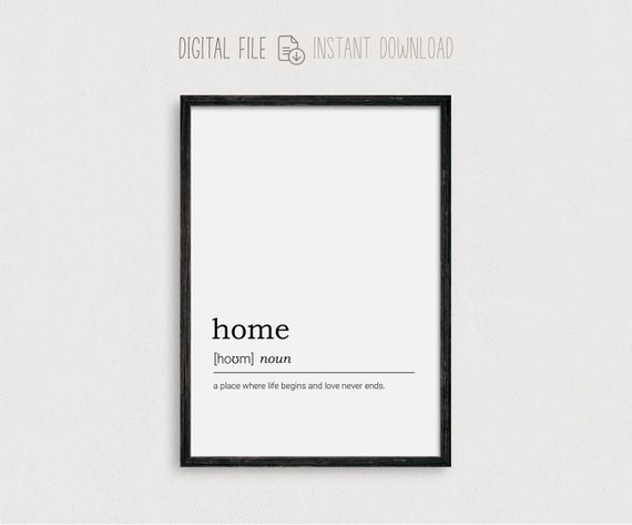 Home Definition Printable Apartment Warming Gift Dictionary | Etsy