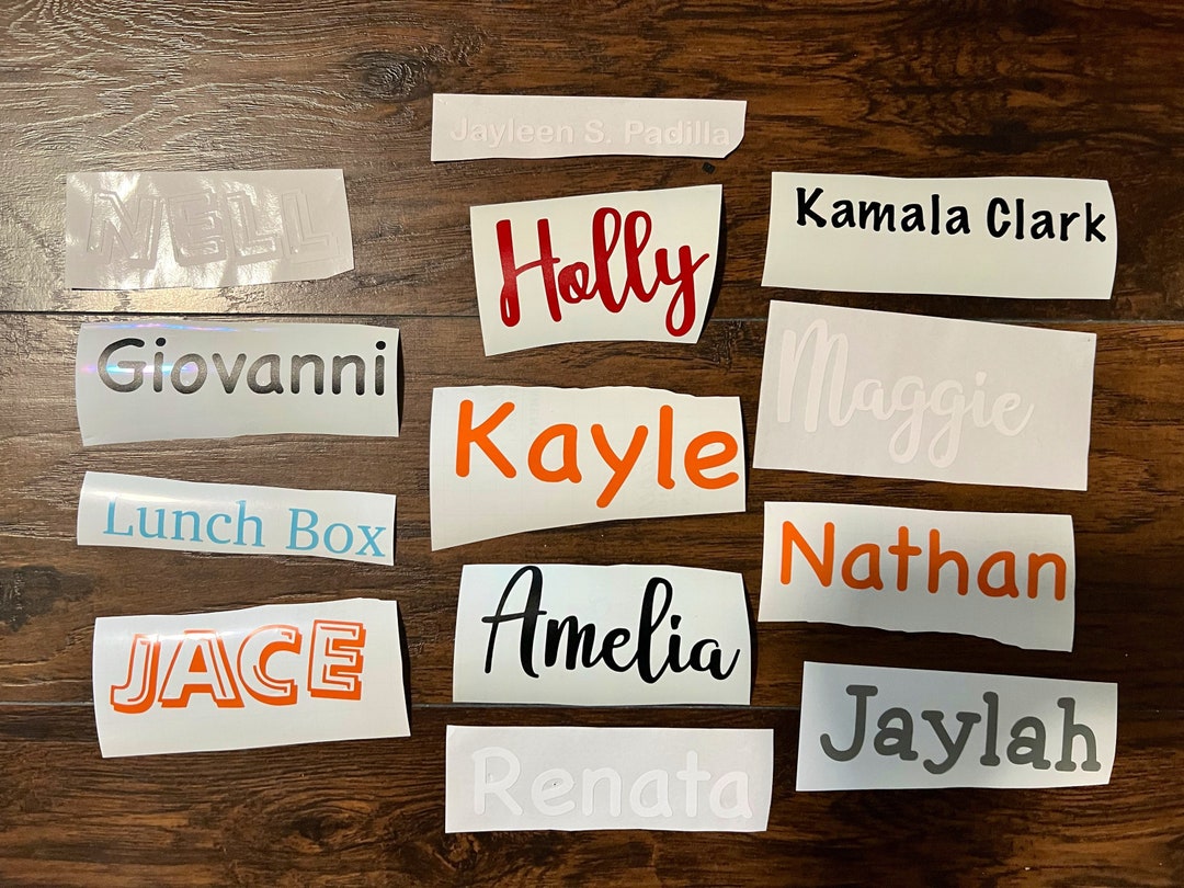 Name Decal Sticker, HTV Decal, Vinyl Decal, Name Labels, Name Tags ...