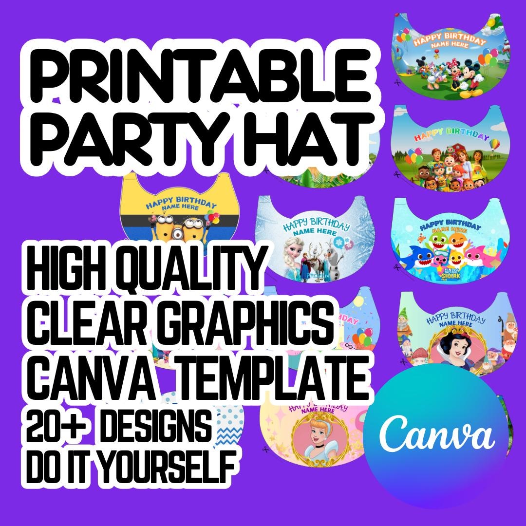 20+ Printable Party Hats Template - Etsy