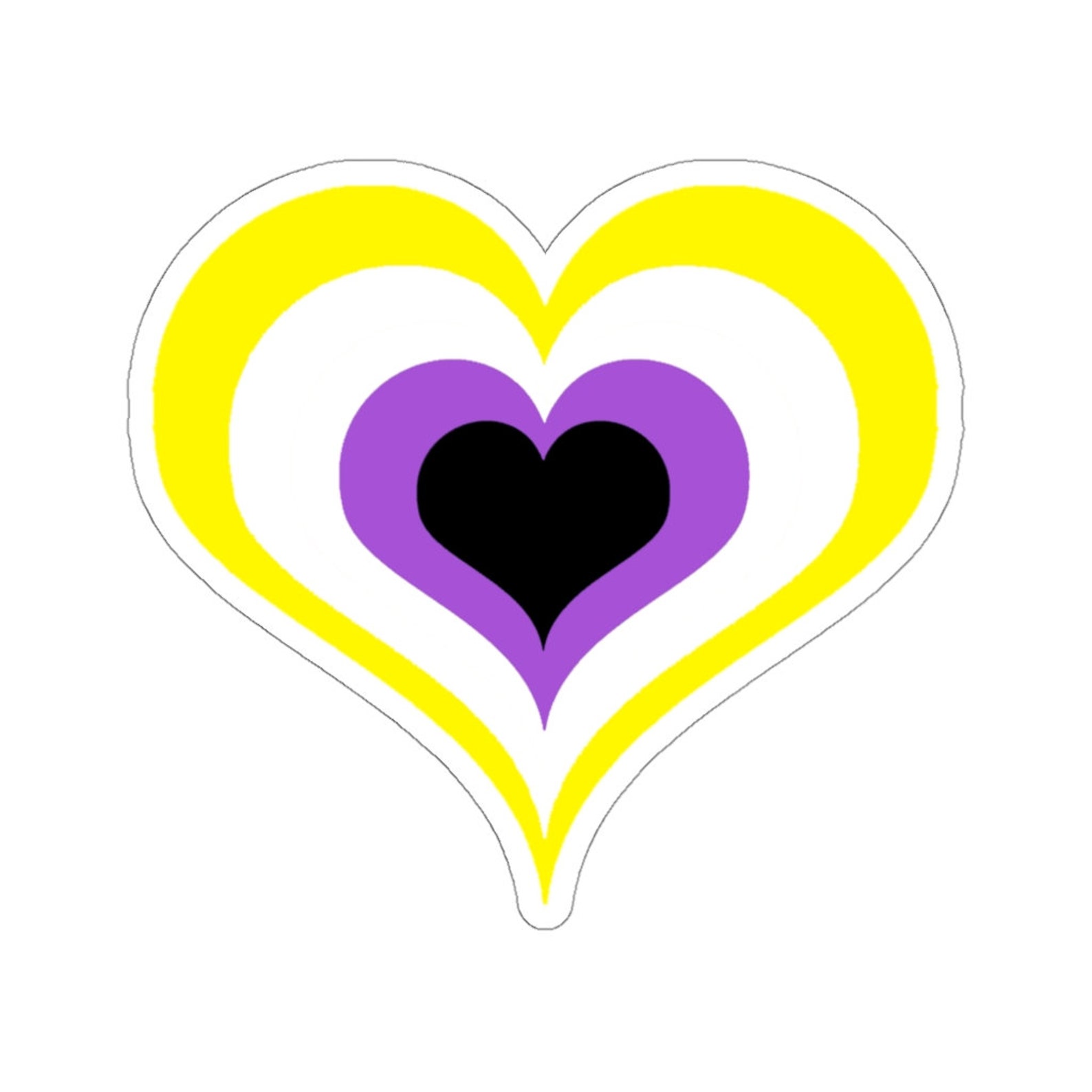 Nonbinary Heart With Nonbinary Flag Colors Sticker Nonbinary - Etsy