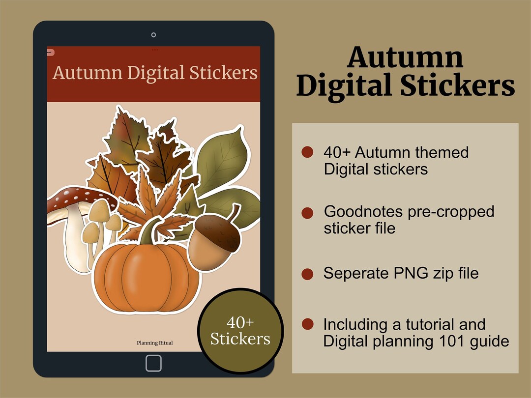 Fall Digital Stickers | Autumn Digital Stickers | Pre-cropped Goodnotes ...