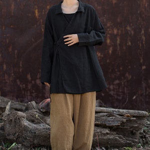 Linen Ramie Women Bluse Jacket in Hanfu Style, Tang Suit, Linen Tunic ...