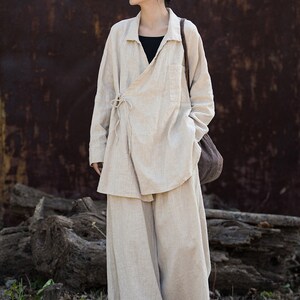 Linen Ramie Women Bluse Jacket in Hanfu Style, Tang Suit, Linen Tunic ...