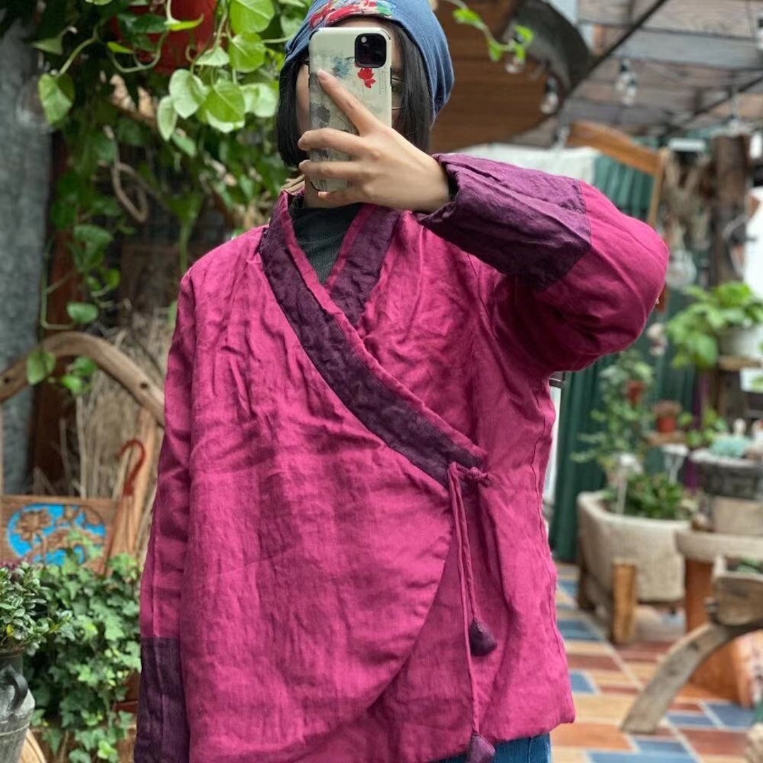 Linen Cotton Women Quilted Chinese Jacket, Linen Vintage Hanfu Jacket ...