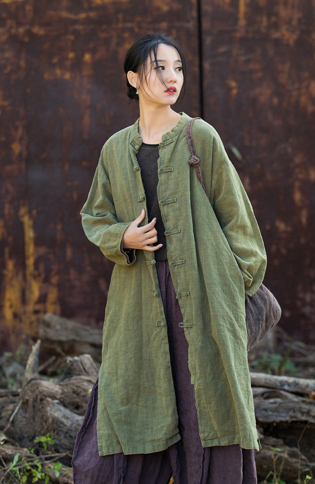 Linen Ramie Women Long Jacket in Hanfu Style, Tang Suit, Linen Tunic ...