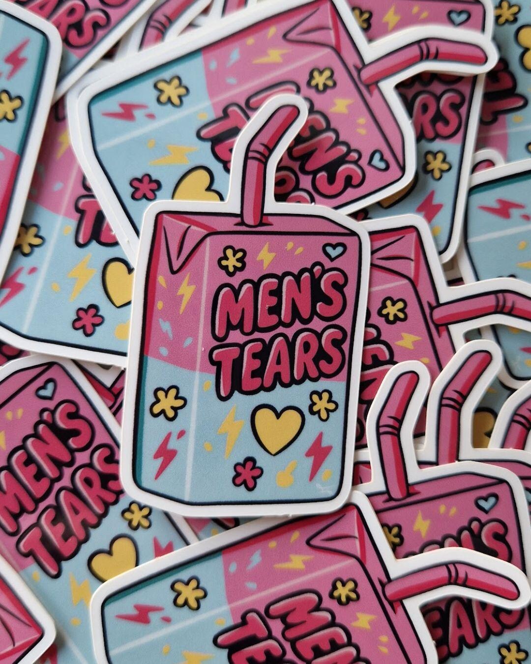 Men’s Tears Sticker - Colorful Feminist Drinking Brick Sticker ...