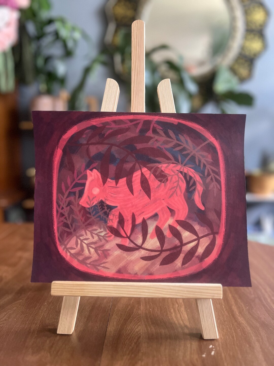 Coyote in the Woods in Orange 8 in X 10 in Print on 100 Lb Smooth ...