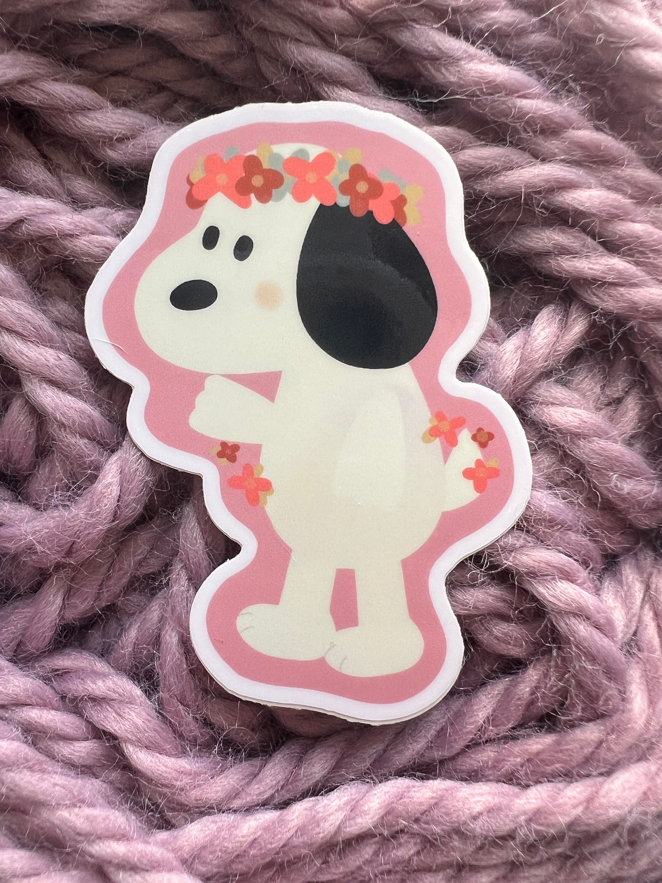 Classic Vintage Kawaii Cute Snoopy Dog Wearing Flower Crown Sticker - Etsy