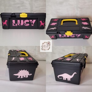 Personalized Dinosaur Toolbox for Kids, 12x4.5x4 In. Fun Dino Design ...