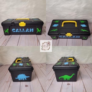 Personalized Dinosaur Toolbox for Kids, 12x4.5x4 In. Fun Dino Design ...