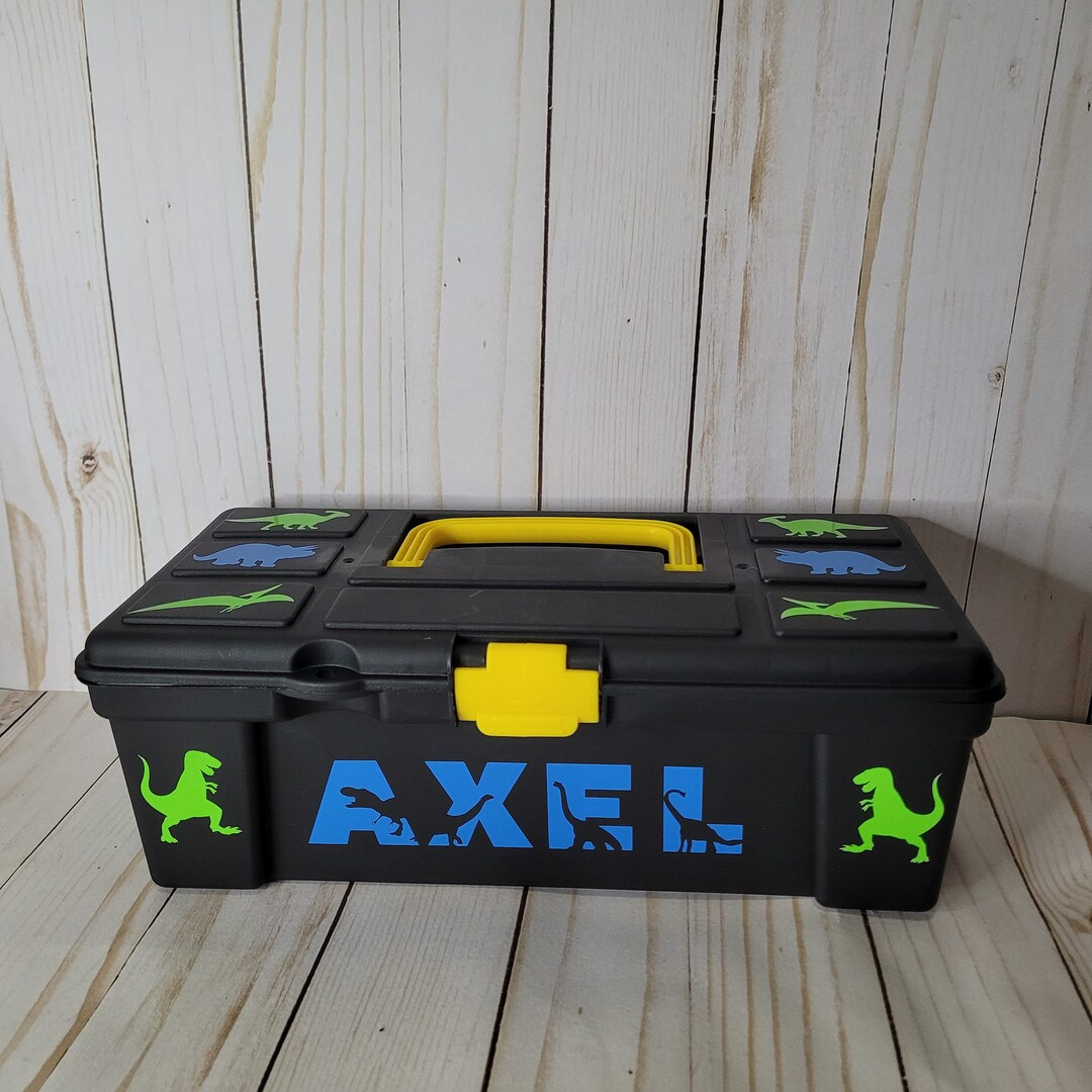 Personalized Dinosaur Toolbox for Kids, 12x4.5x4 In. Fun Dino Design ...