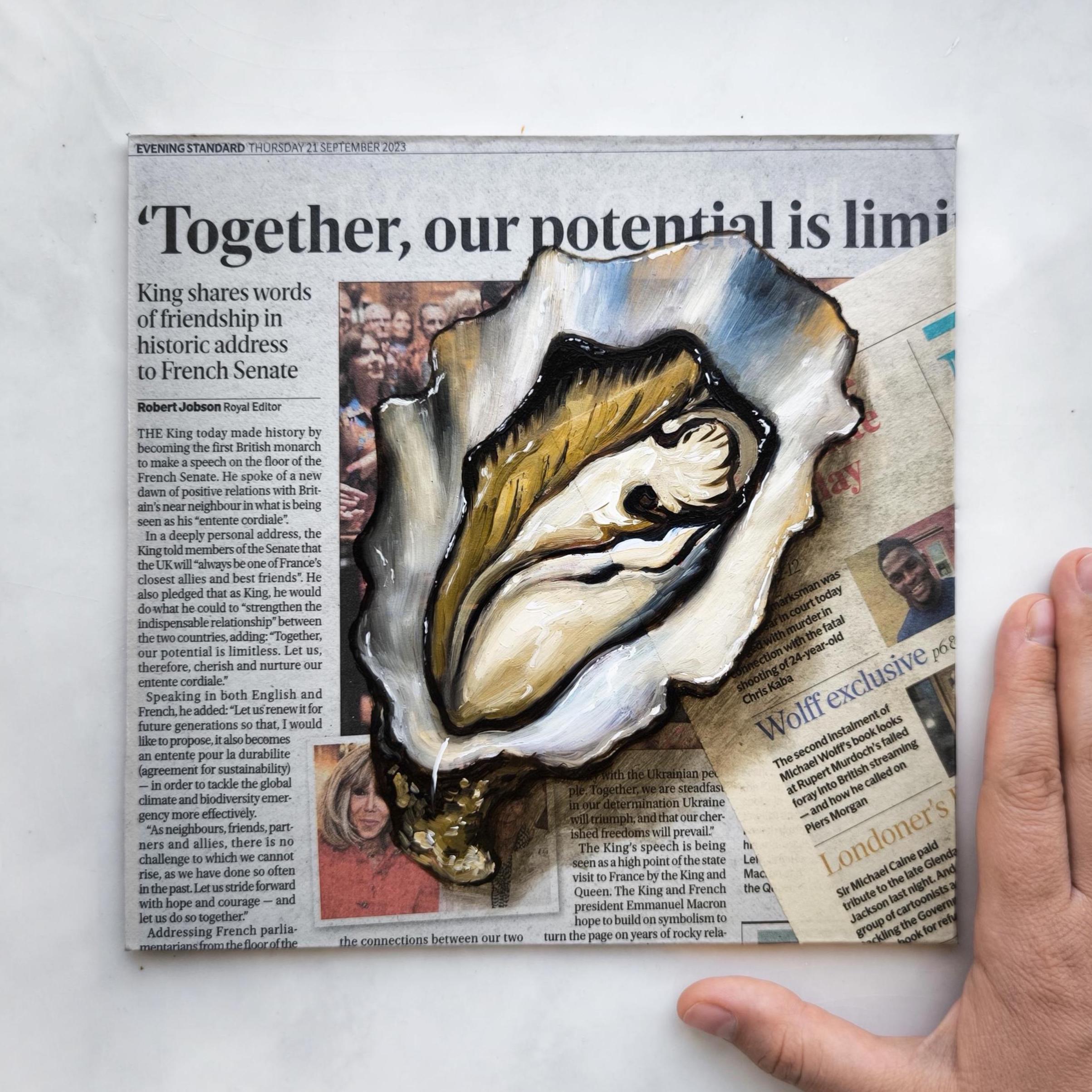 Oyster Painting Newspaper Painting Seafood Painting Food Painting ...