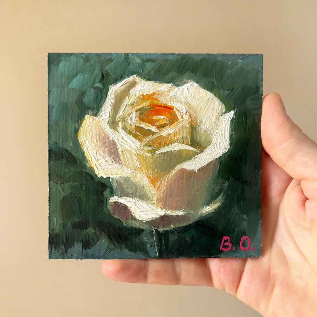 Rose Painting Flower Painting White Rose Art Flowers Original Painting ...