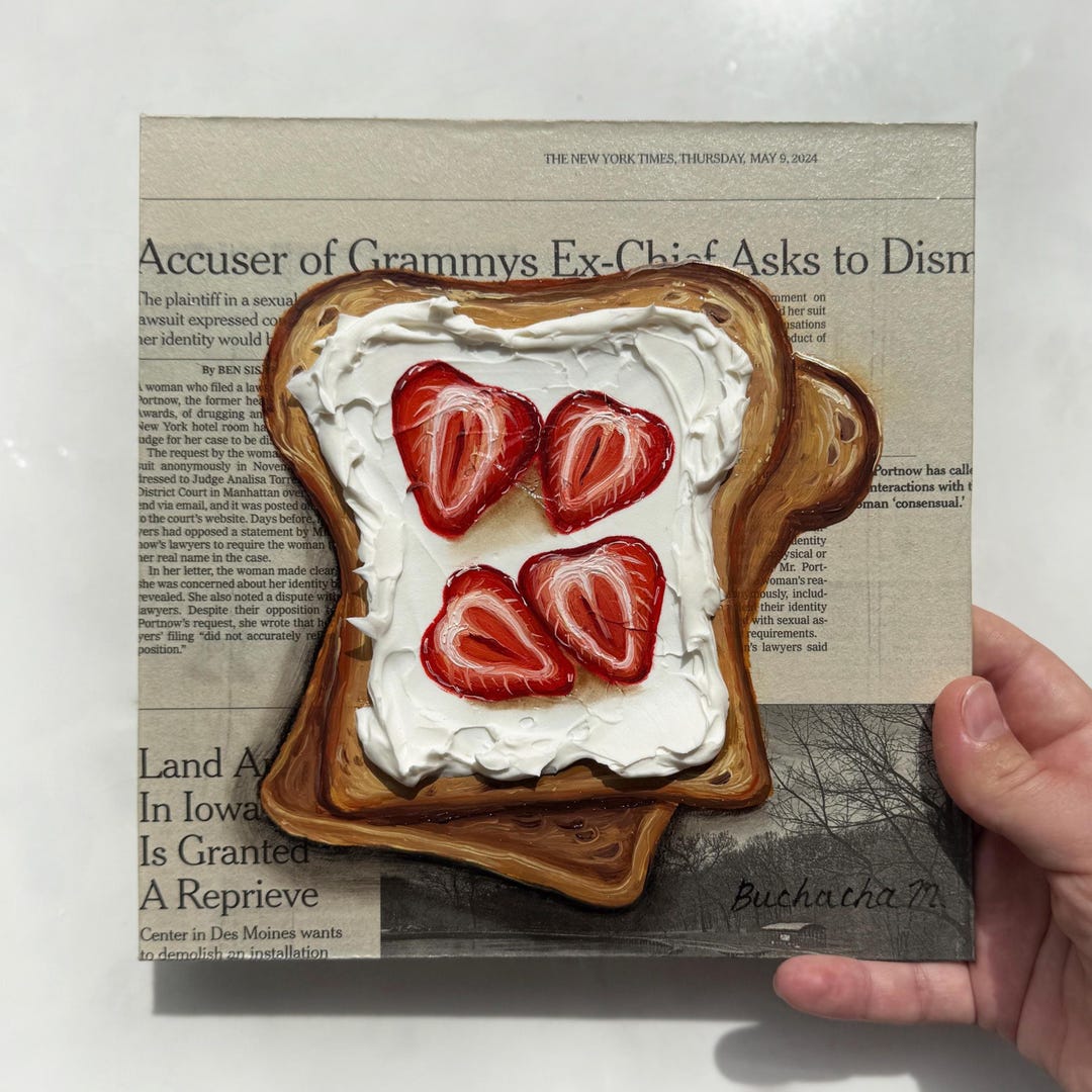 Toast Painting Newspaper Art Food Painting Newspaper Painting Toast ...
