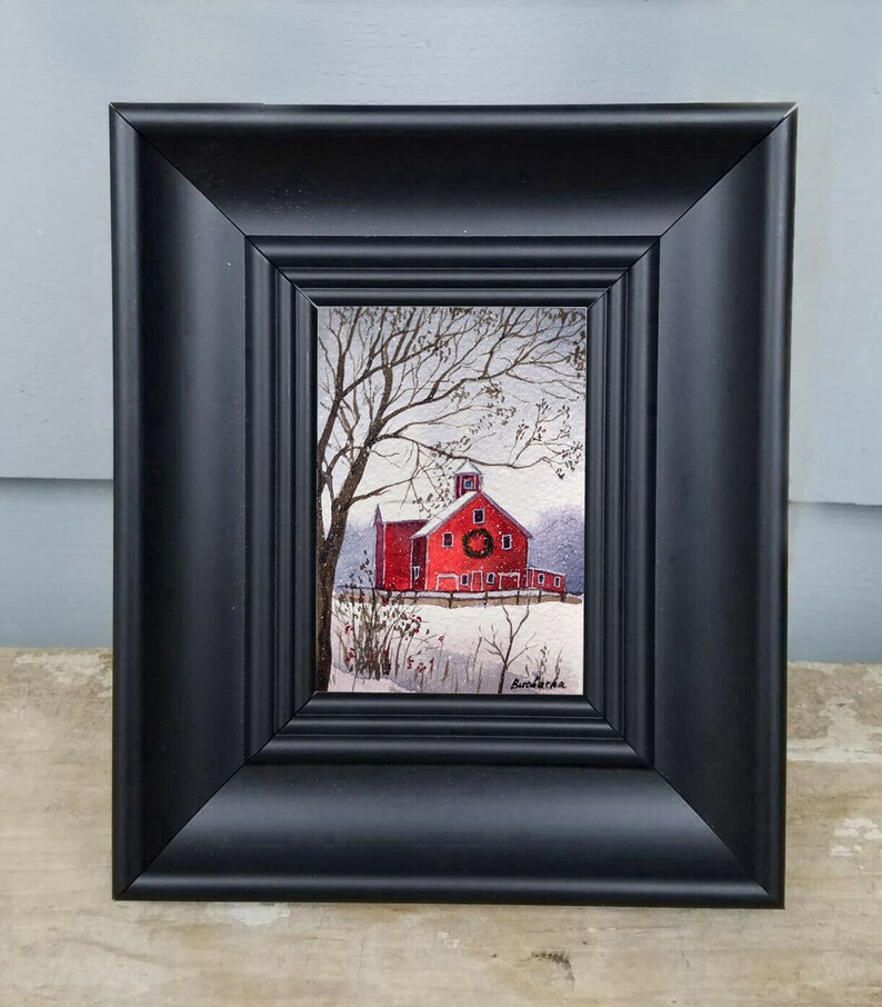 ACEO Original Art ACEO Watercolor Painting Christmas ACEO Cards Red ...