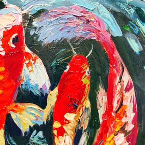 Koi Fish Painting Impasto Painting Koi Fish Wall Art Red Koi Painting ...