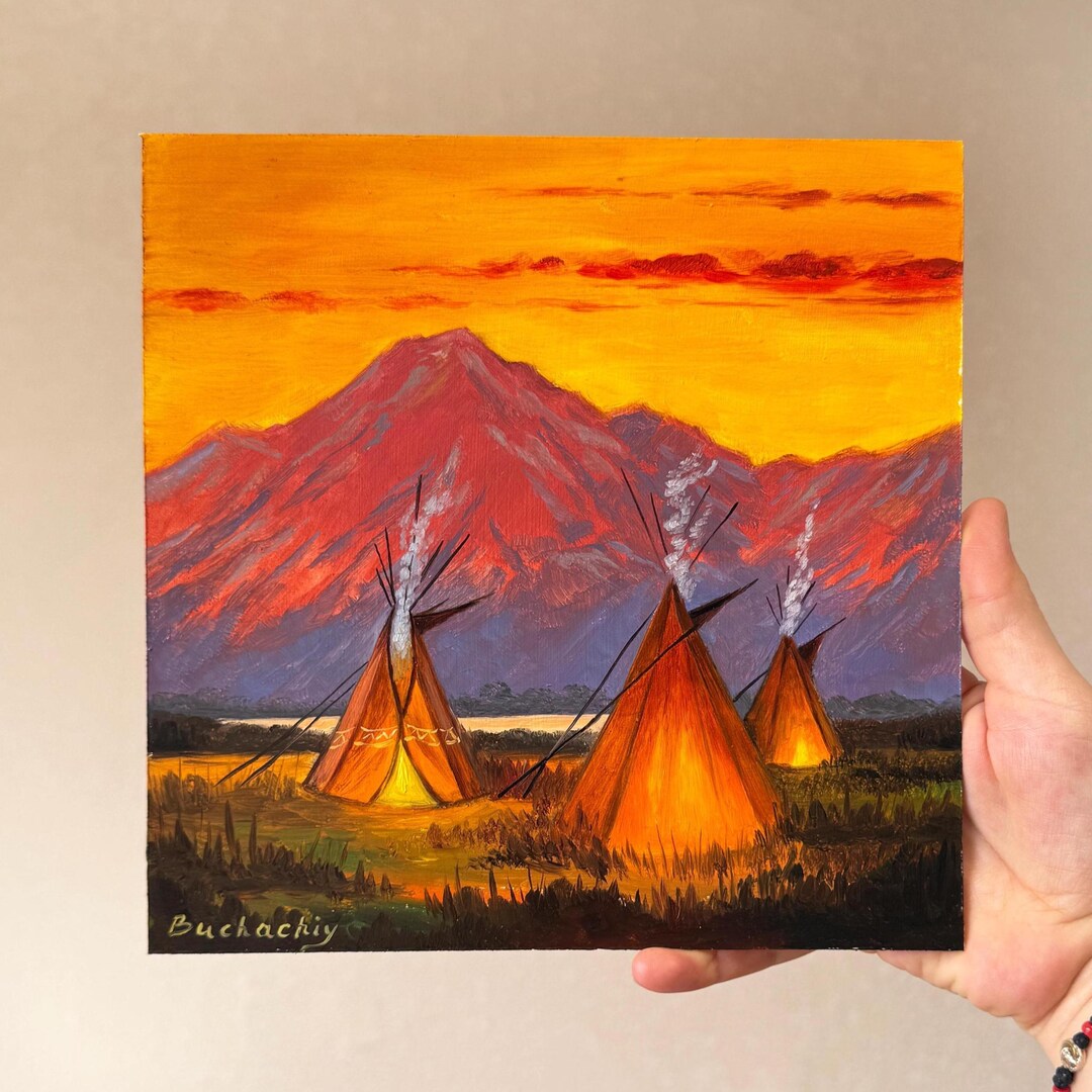 Tipi Painting Native American Painting Original Mountain Painting ...