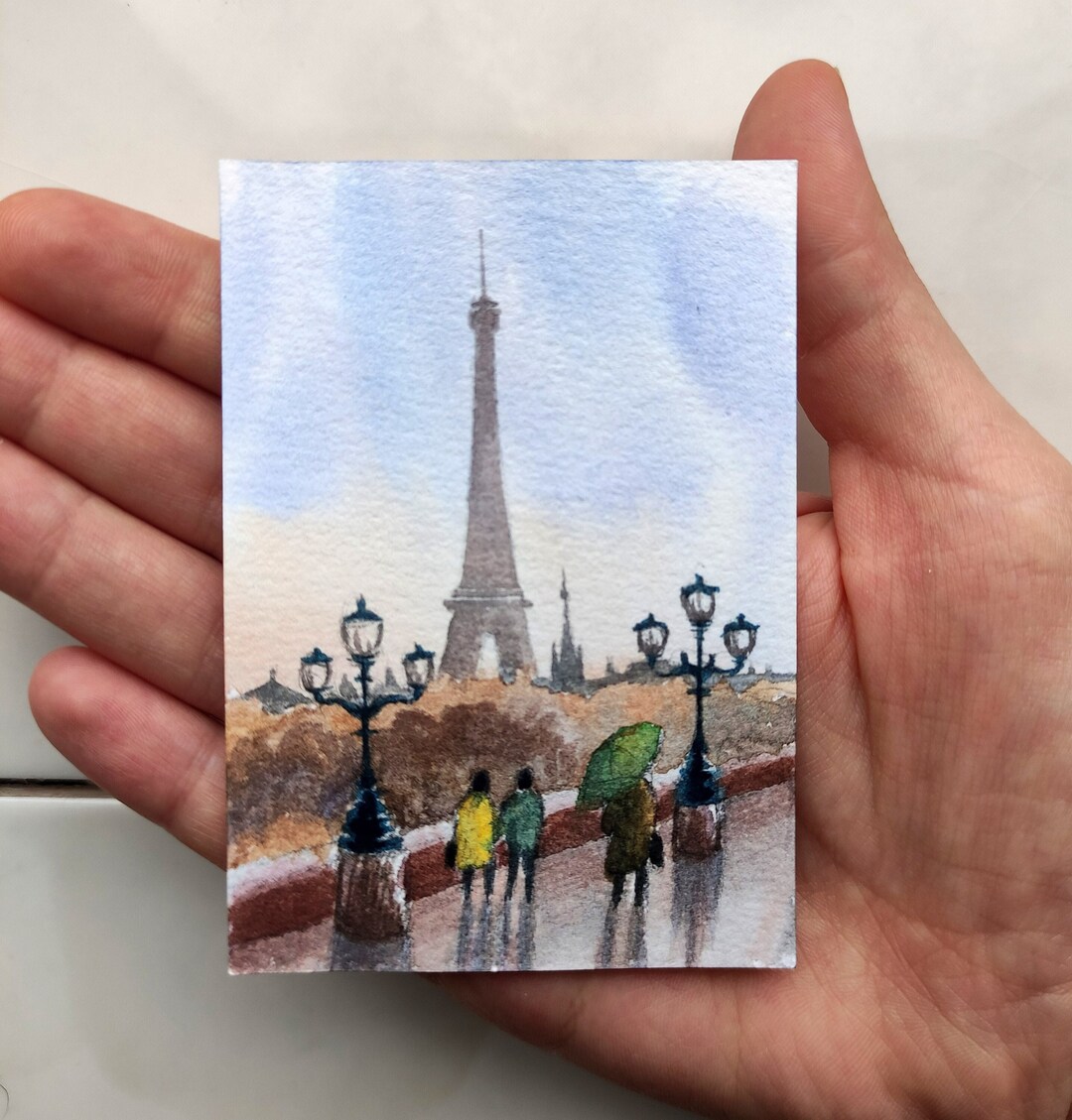 ACEO Original Painting ACEO Cards Aceo Watercolor Paris Landscape ...