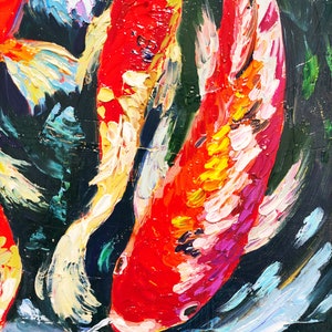 Koi Fish Painting Impasto Painting Koi Fish Wall Art Red Koi Painting ...