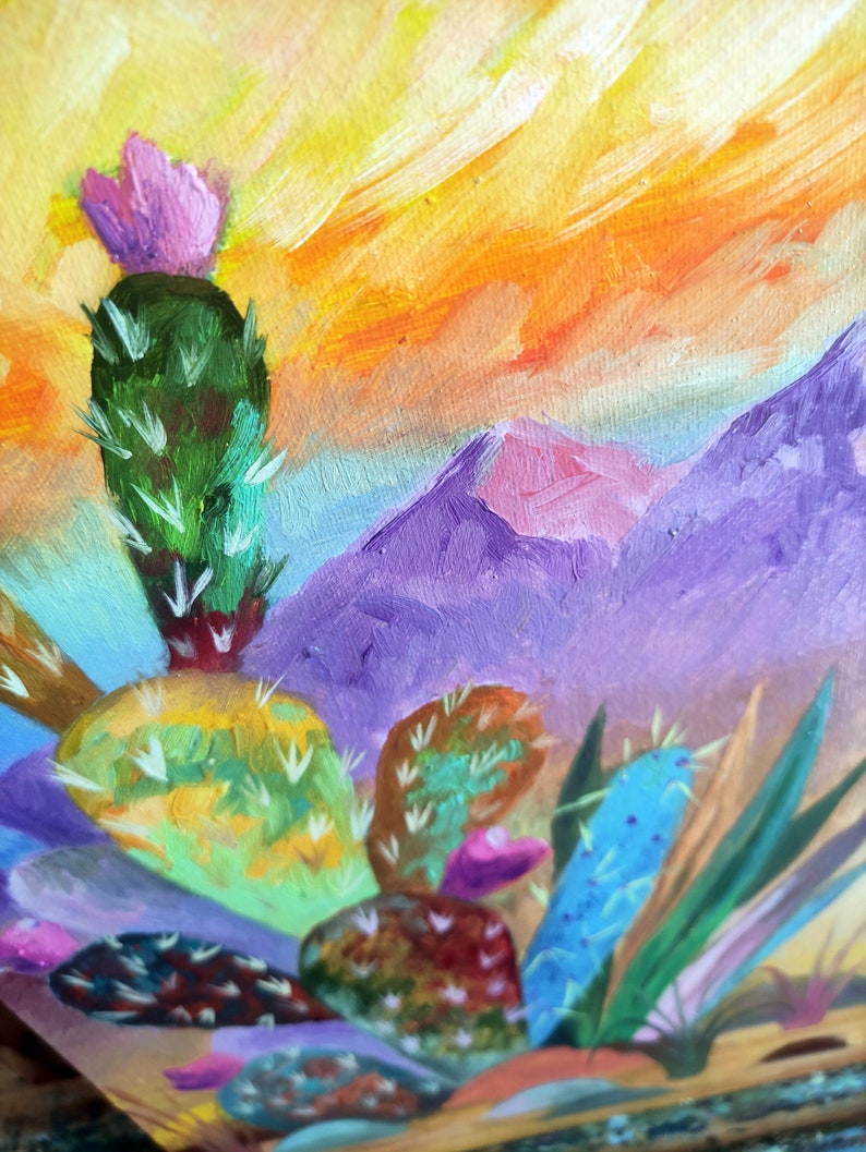 Cactus Painting Desert Landscape Painting Arizona Painting - Etsy