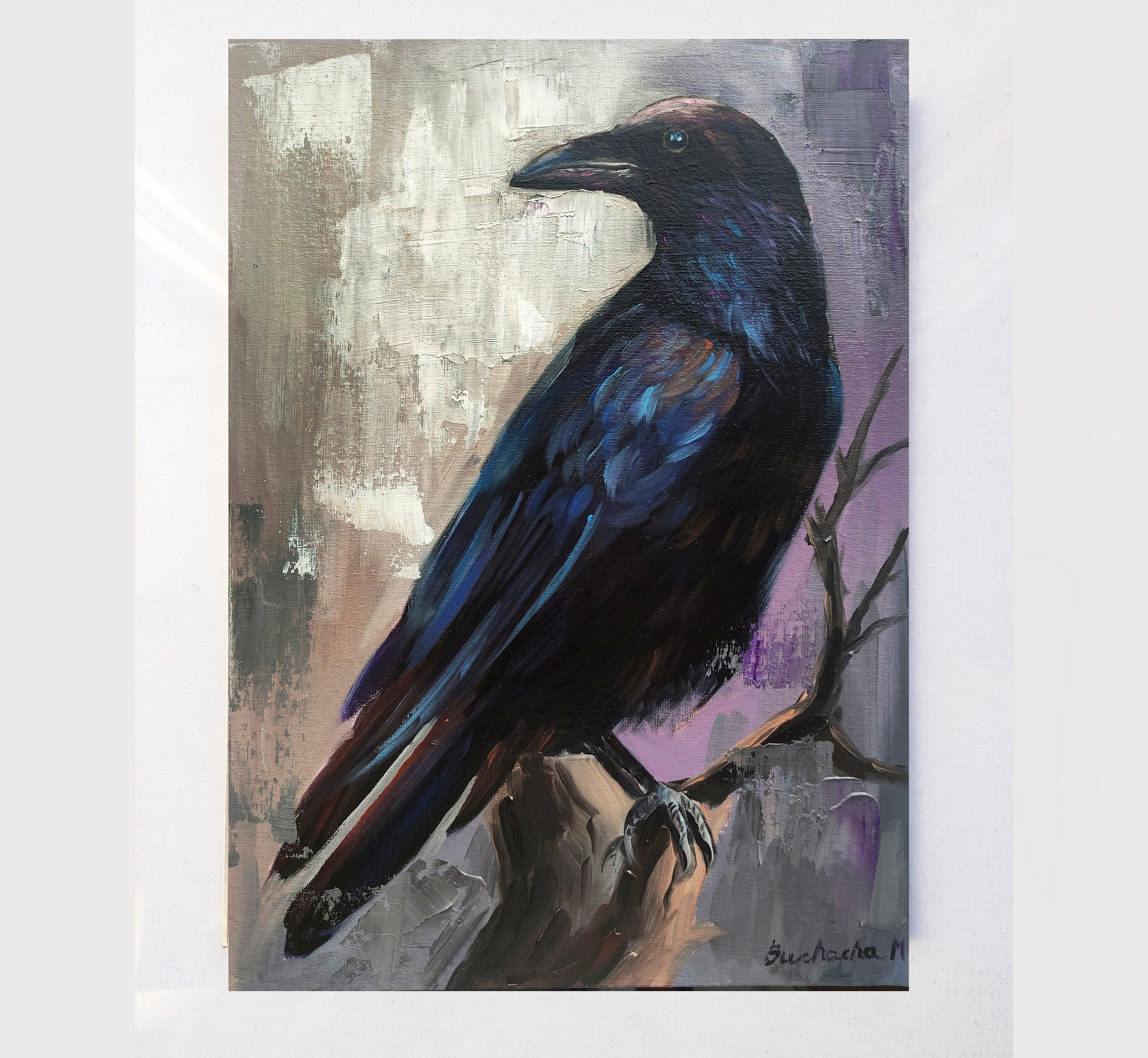 Crow Painting Original Bird Oil Painting Raven Painting - Etsy UK