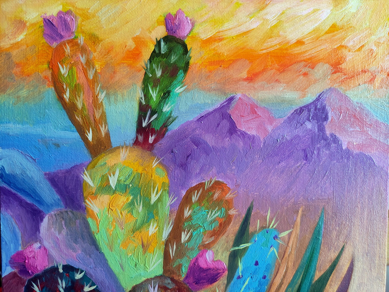Cactus Painting Desert Landscape Painting Arizona Painting - Etsy