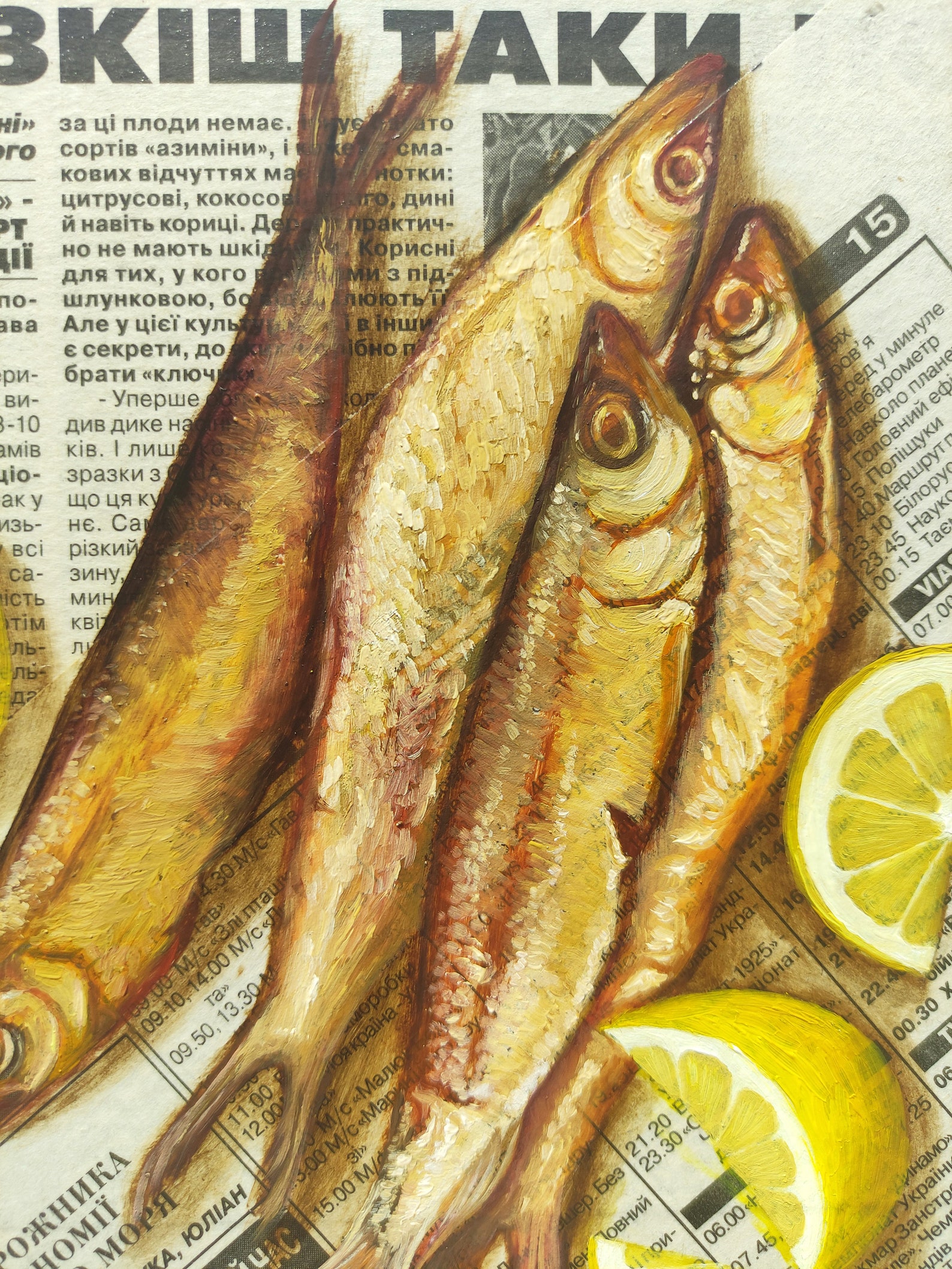 Fish Painting Newspaper Art Food Painting on Newspaper - Etsy