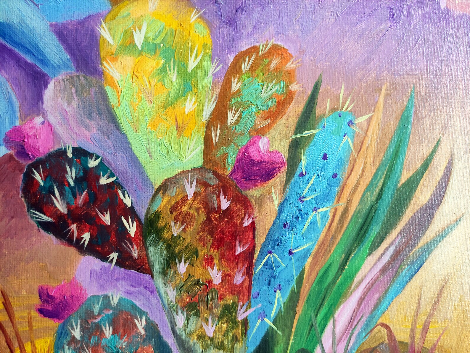 Cactus Painting Desert Landscape Painting Arizona Painting - Etsy