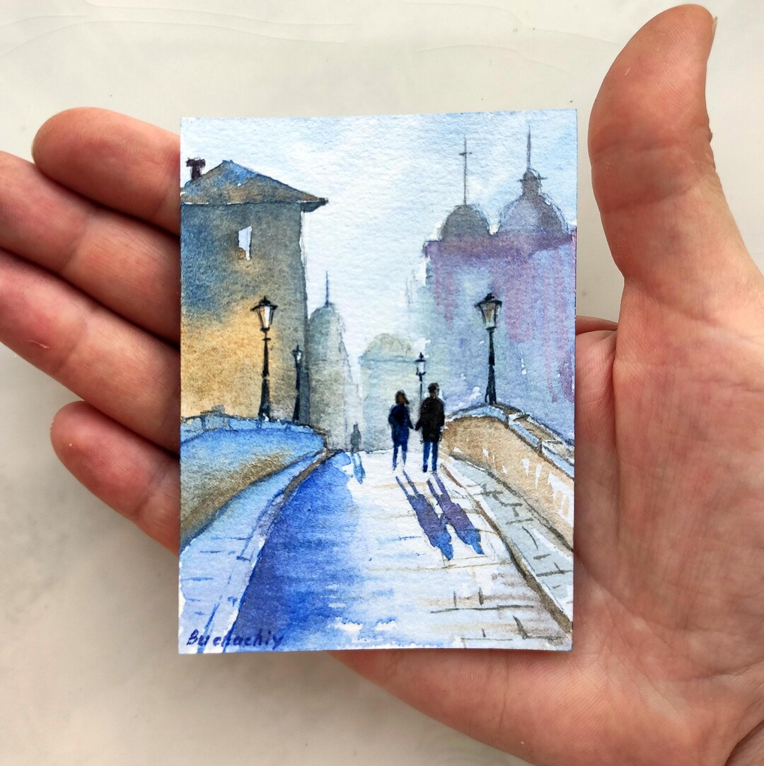 Aceo Original Art ACEO Painting ACEO Urban Art Original Aceo Watercolor ...
