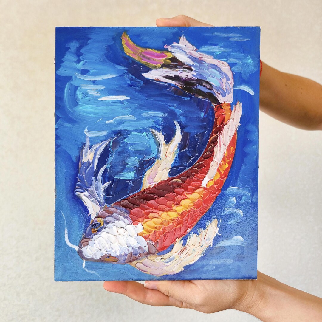 Koi Fish Painting Impasto Painting Fish Oil Painting Koi Fish Wall Art ...