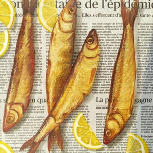 Fish Painting on Canvas Newspaper Art Food Painting Newspaper Painting ...