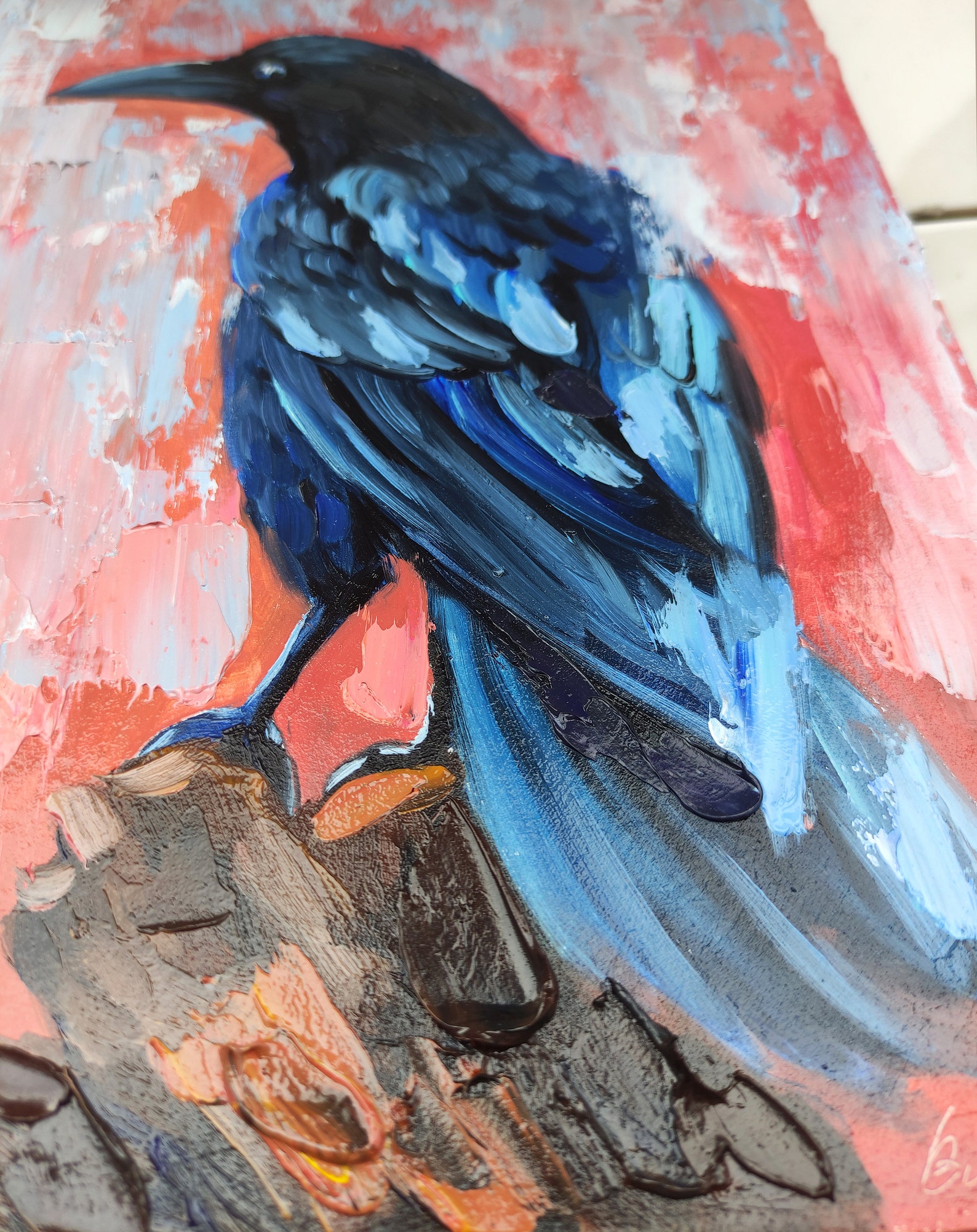 Crow Painting Original Bird Oil Painting Raven Painting - Etsy