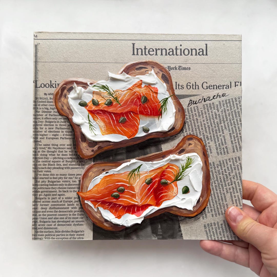 Newspaper Art Toast Painting on Newspaper Painting Food Painting on ...