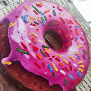Donut Painting on Newspaper Painting Newspaper Art Food Oil - Etsy