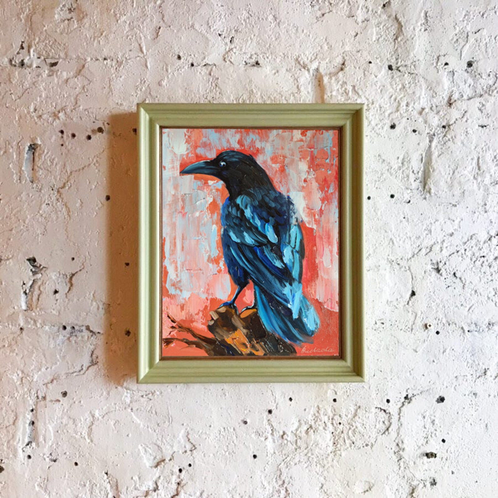 Crow Painting Original Bird Oil Painting Raven Painting - Etsy