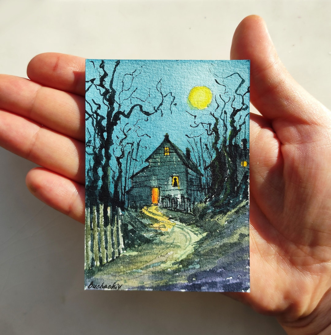 Aceo Original Art ACEO Original Halloween Painting Aceo Halloween ...