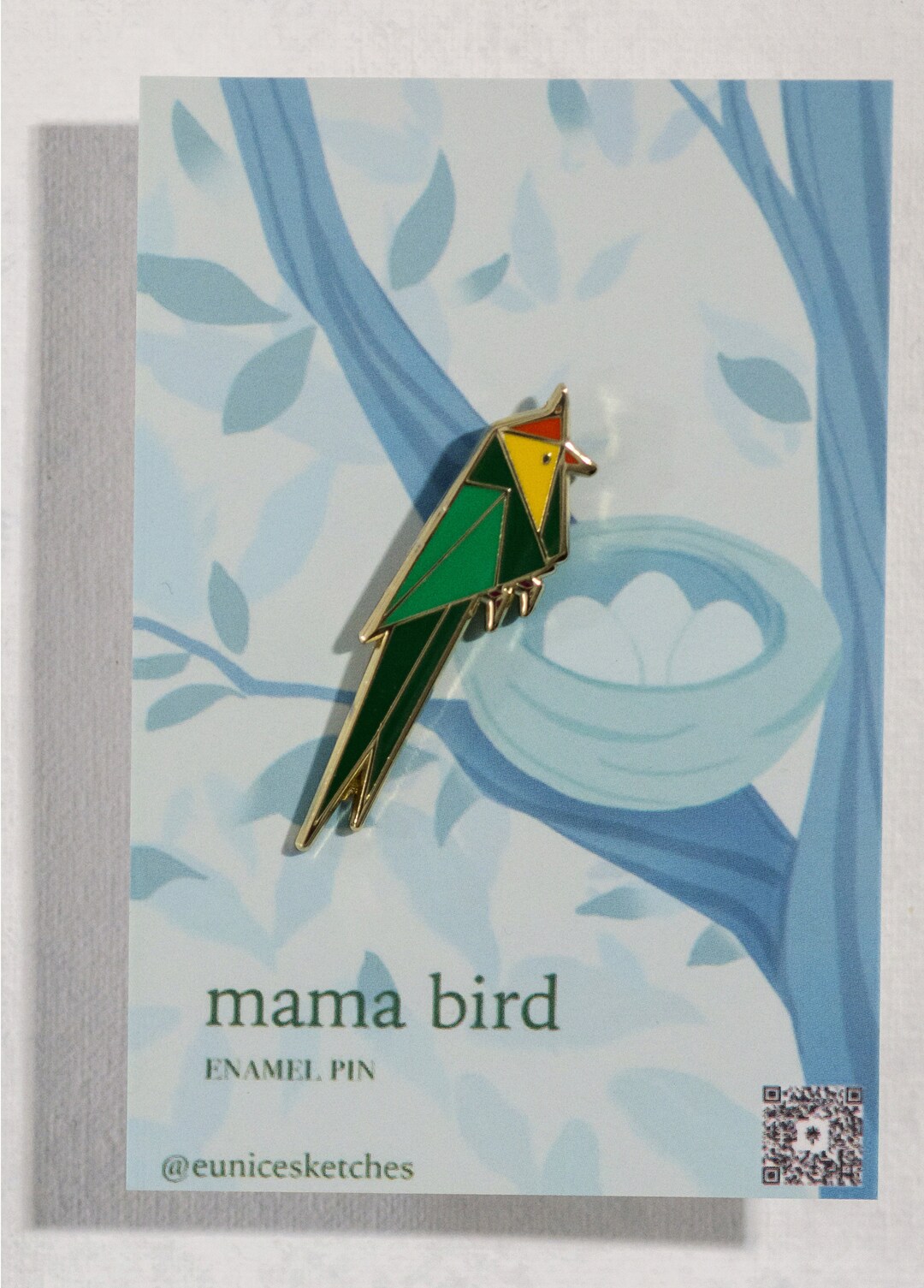 Origami Bird- Mama Bird- Enamel Pin - Etsy