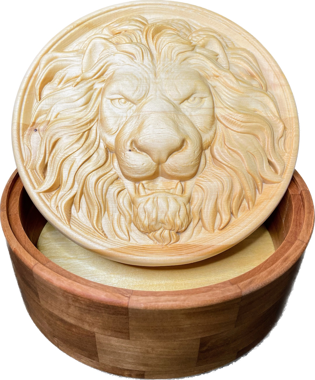 Decorative Lion Round Box With Lid: Handmade Cherry Box With Cedar ...