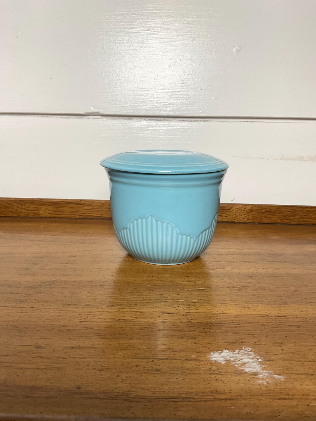 Vintage Blue Grease Jar With Lid / Canister / Crock - Etsy