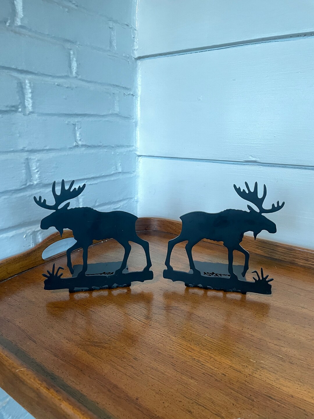 Set of Black Vintage Rijline Metal Cut Out Moose Bookends - Etsy
