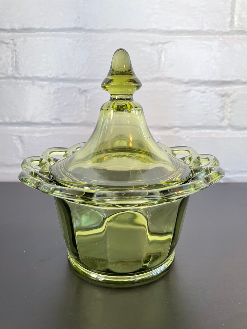 Collectibles Figurines & Knick Knacks Green Imperial Glass Open Lace ...