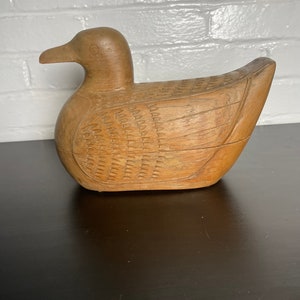 Vintage Hand Carved Wooden Duck With Hidden Box / Trinket Box - Etsy