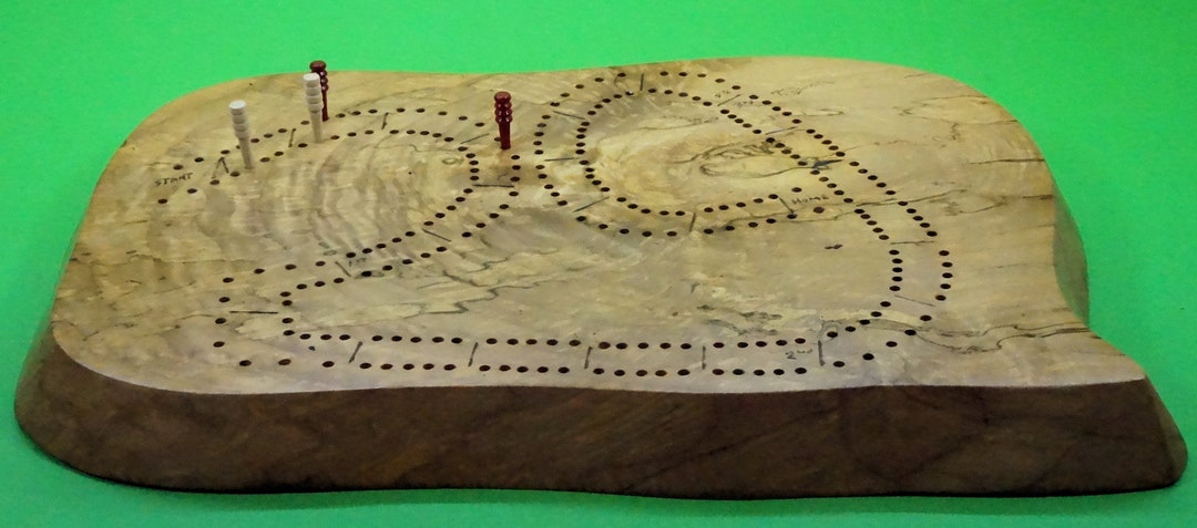 Cribbage Board, Hand Made and Signed 1987, Large Burl, Track in Pattern ...