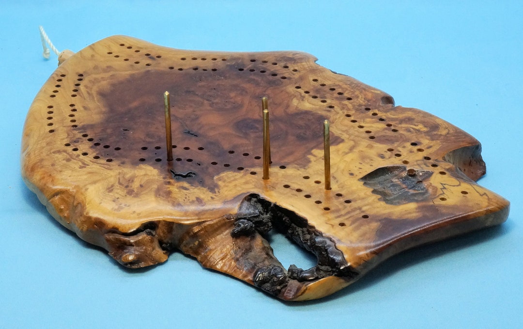 Cribbage Board, Handmade and Signed, Burl Slab, Includes Box/pegs ...