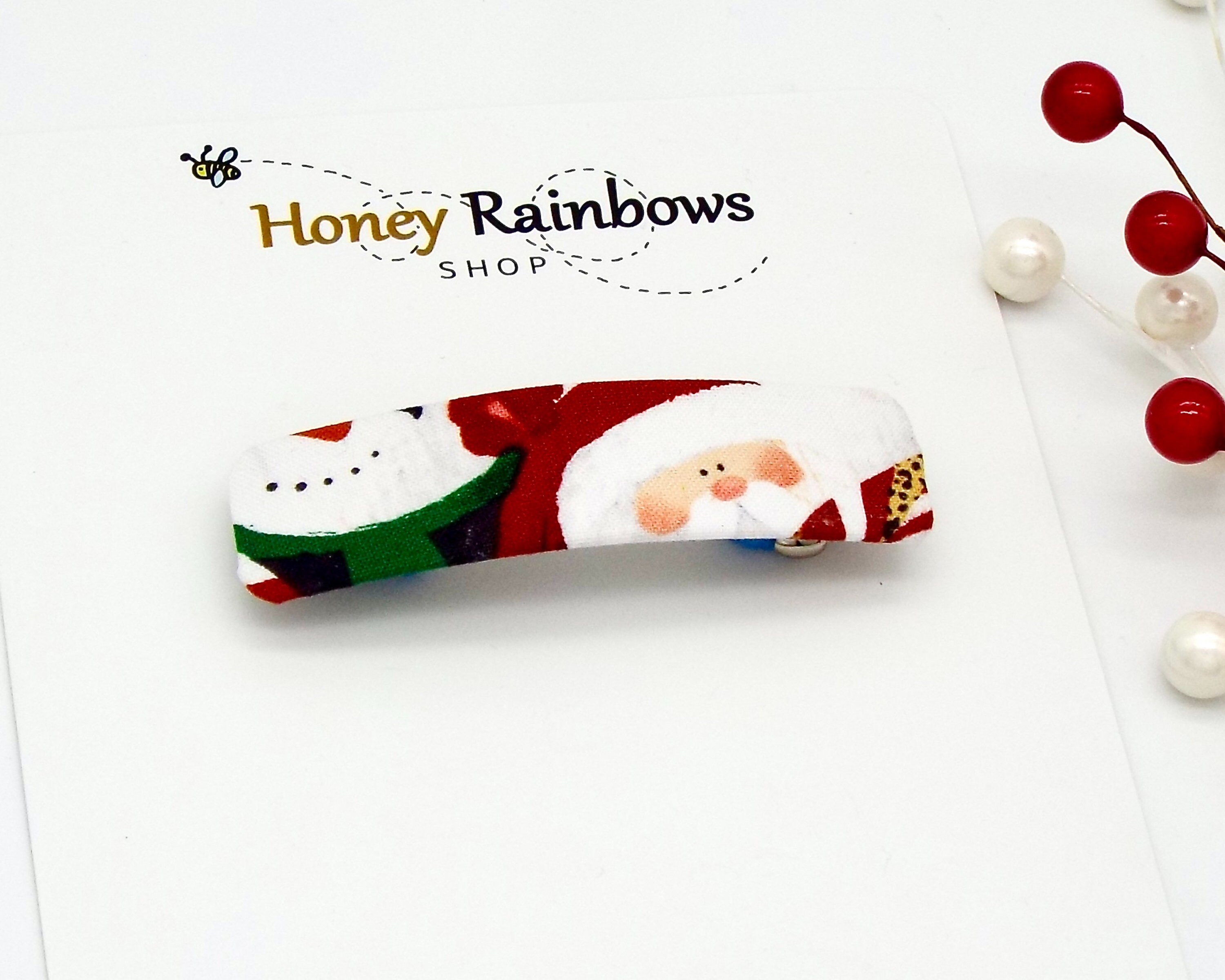 FUN Christmas Hair Barrette; Santa, Snowman, Holly, Bones, Plaid ...