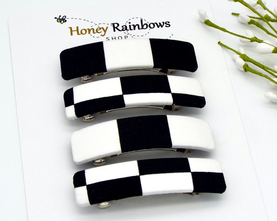 Elegant Black and White Checkers Hair Barrette; Beautiful Unique Hair ...