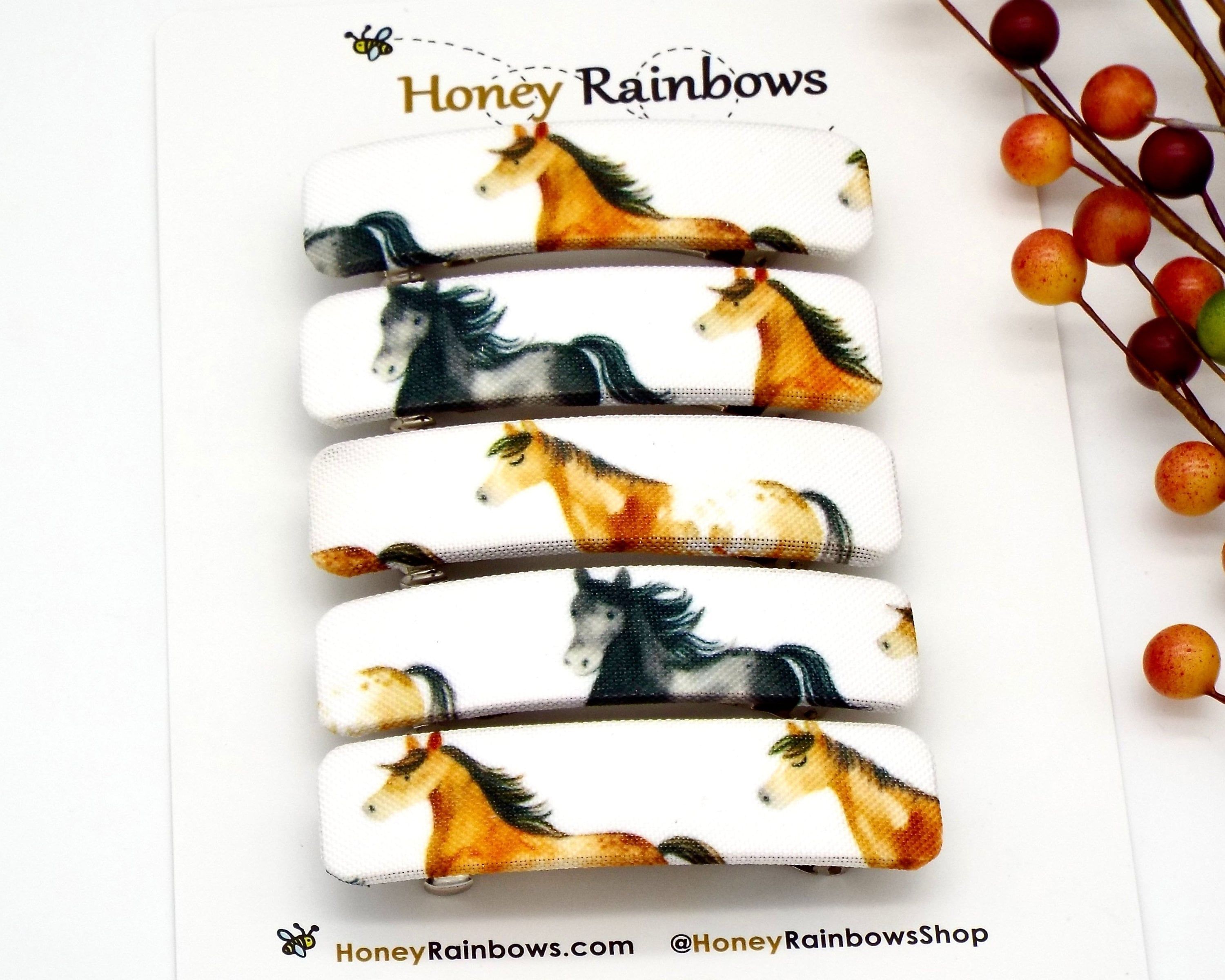 Wild Horses Black, Bay, and Appaloosa Hair Barrette for Women; Western ...