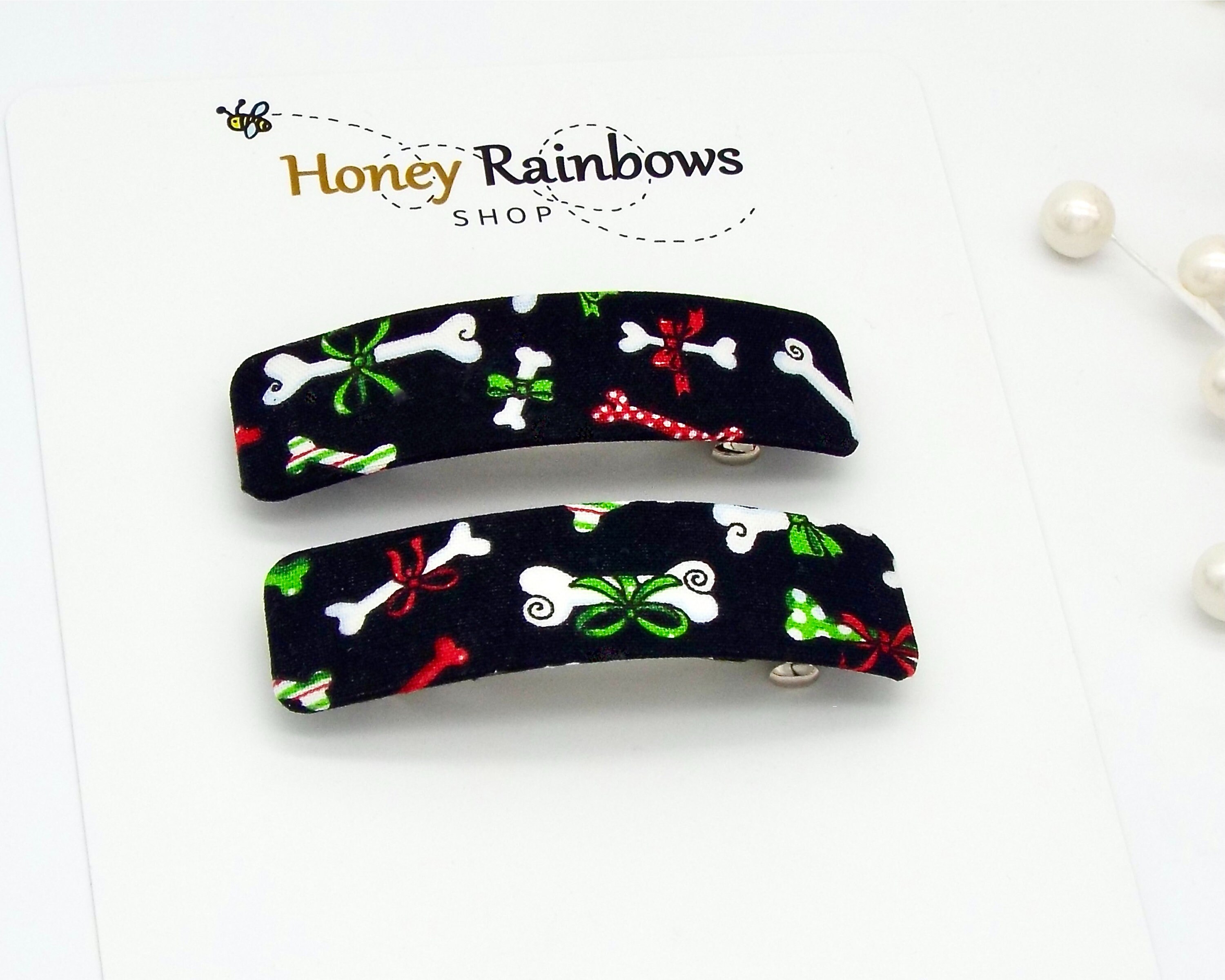 FUN Christmas Hair Barrette; Santa, Snowman, Holly, Bones, Plaid ...